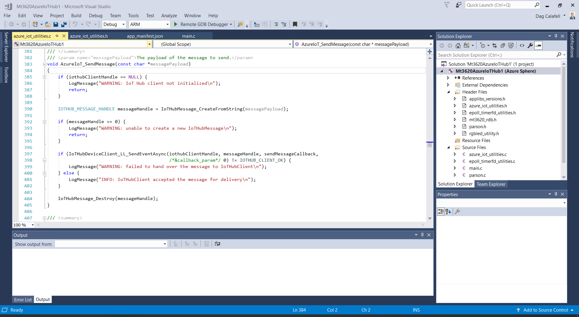 Developing-for-the-Azure-Sphere-Visual-Studio-IOT-Hub – Dag Calafell, III