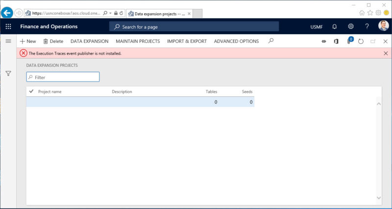 F&O Data Expansion Tool: The Execution Traces event publisher is not ...